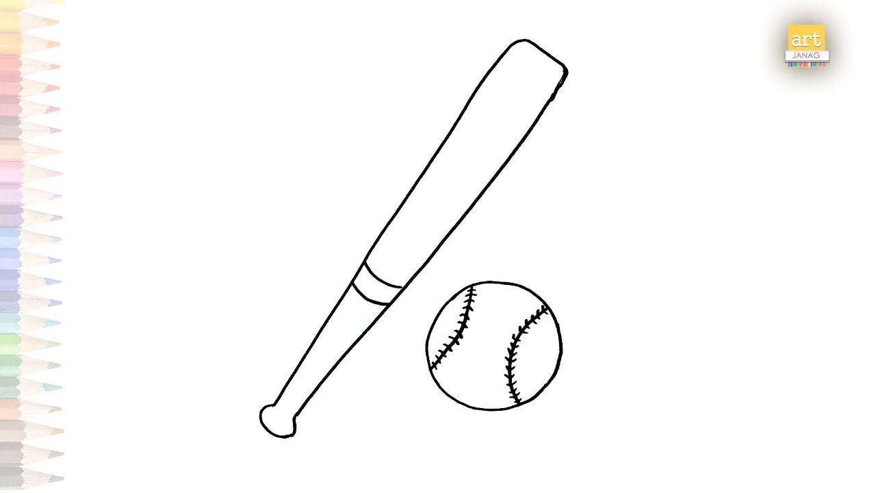 Baseball and Bat drawing video | Bat Ball drawings | How to draw ...