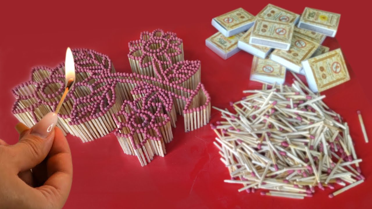 See how to draw flowers with match sticks // Match Box House Fire - YouTube
