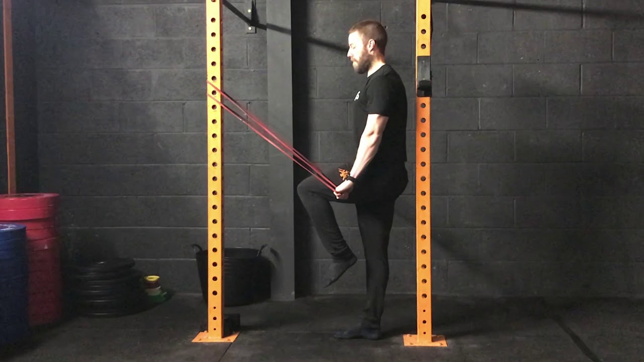 Single Leg Balance w/Band Pull-down - YouTube