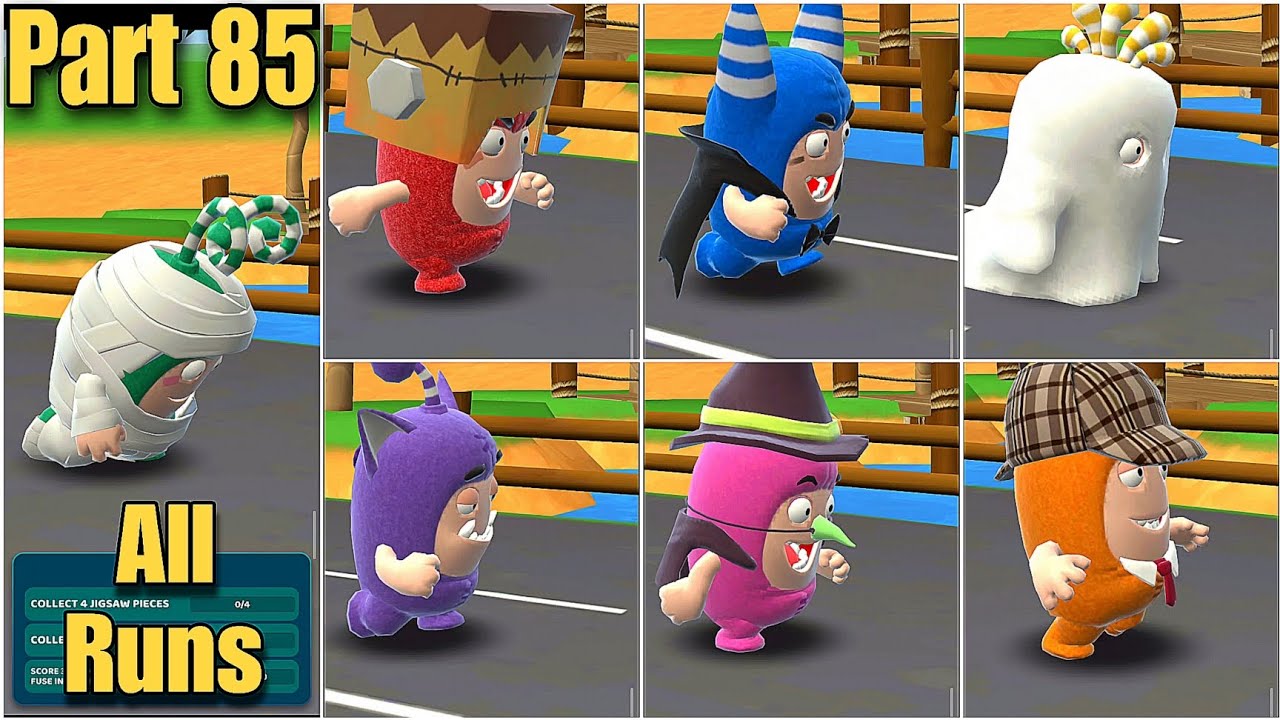 Oddbods Turbo Run - Zee, Fuse, Jeff, Pogo, Newt, Bubbles, Slick 🎶 All ...