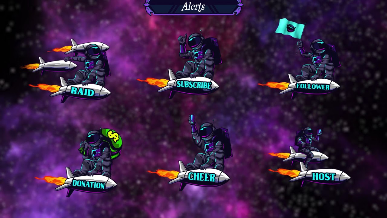 High Quality Animated Package for Streamer with Astronaut and Galaxy ...