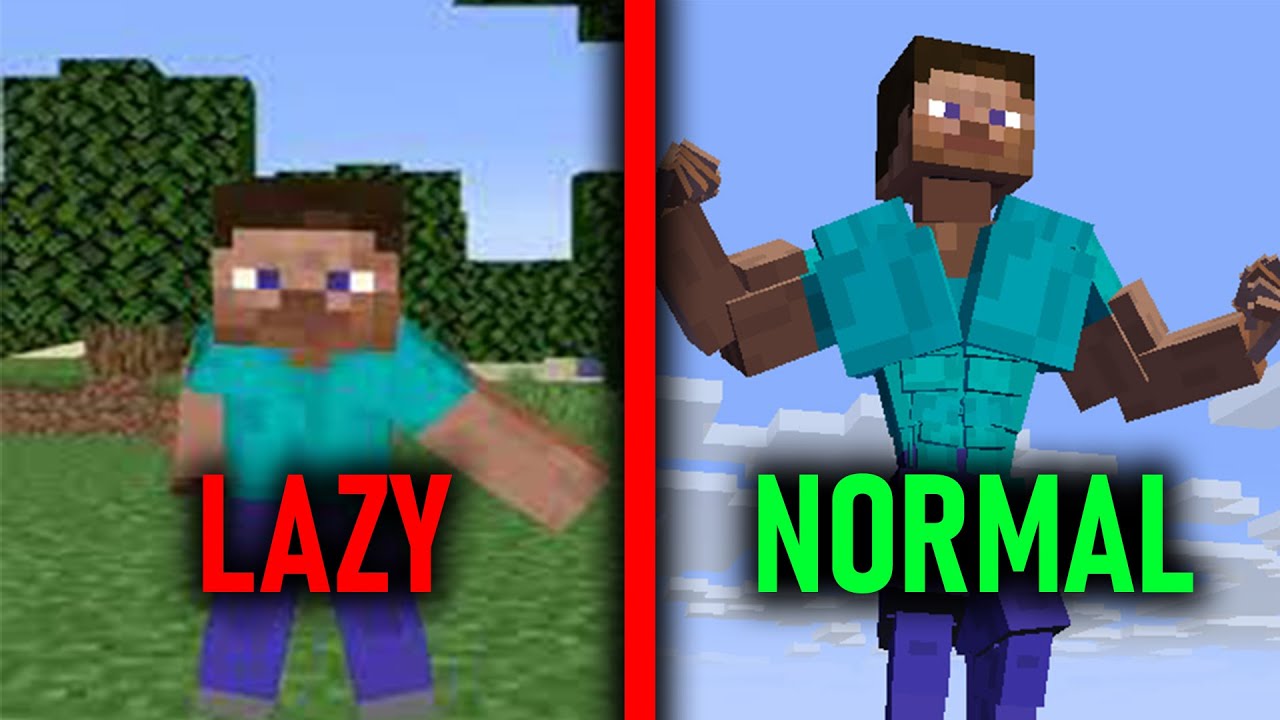 normal player vs lazy player - minecraft memes - YouTube