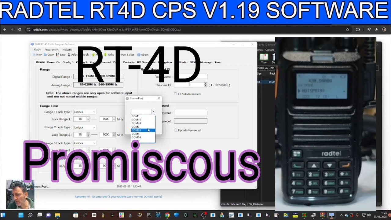 Radtel RT4D - CPSv1.19 - Promiscous Mode - YouTube