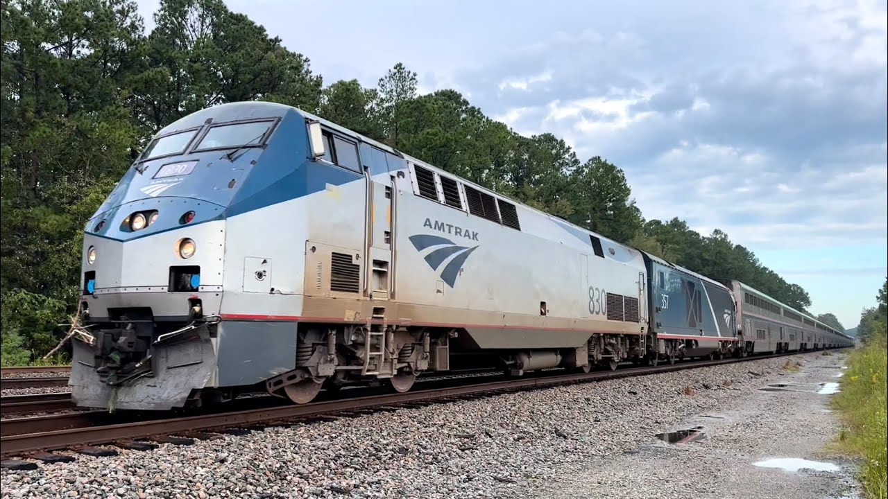 Amtrak P40DC 830 Leads Auto Train P053-06 at Callahan, FL - YouTube