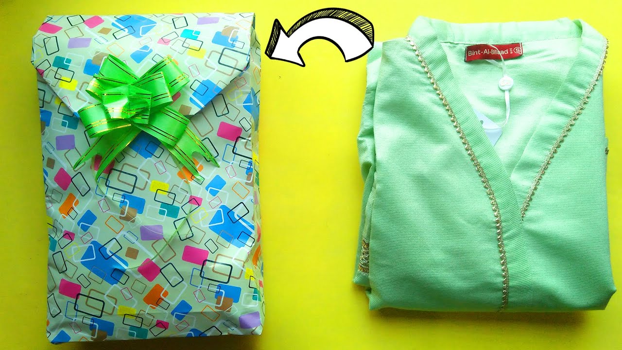 How to Gift Wrap a Dress Without Box | Wrap a Shawl as a Gift | Scarf ...