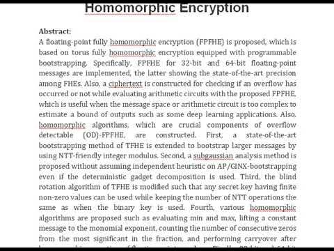 Overflow Detectable Floating Point Fully Homomorphic Encryption - YouTube