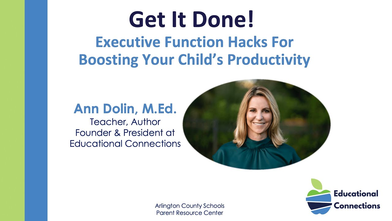Arlington PRC Webinar: Executive Function Hacks for Boosting Your Child's Productivity - YouTube