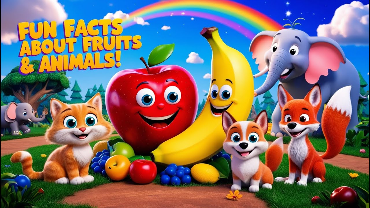 "Fun Facts About Fruits & Animals! 🍎🐶🐘 | Learn & Laugh School" - YouTube