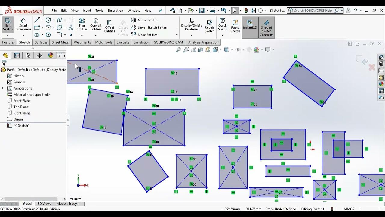 SolidWorks Tutorial - Rectangle (3) - تمارين علي أوامر برنامج السولدوركس بالعربي - YouTube