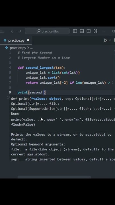 Second Largest Number | #python #pythonprogramming#coding#learnpython #pythonforbeginners - YouTube