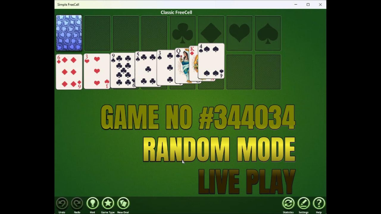 HOW TO PLAY FREECELL SOLITAIRE GAME NO #344034 - LIVE PLAY - RANDOM ...