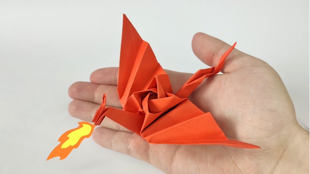 Origami DRAGON with ROSE | How to make a paper dragons - YouTube