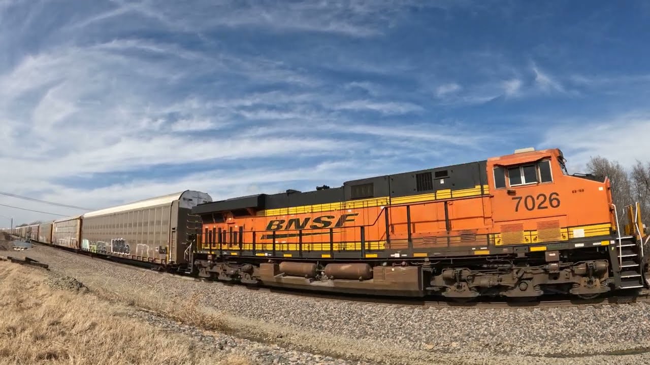 Eastbound BNSF 7026/8575, Autorack Train, "Cherokee Sub" Tulsa, OK, 2-21-2022, GoPro - YouTube