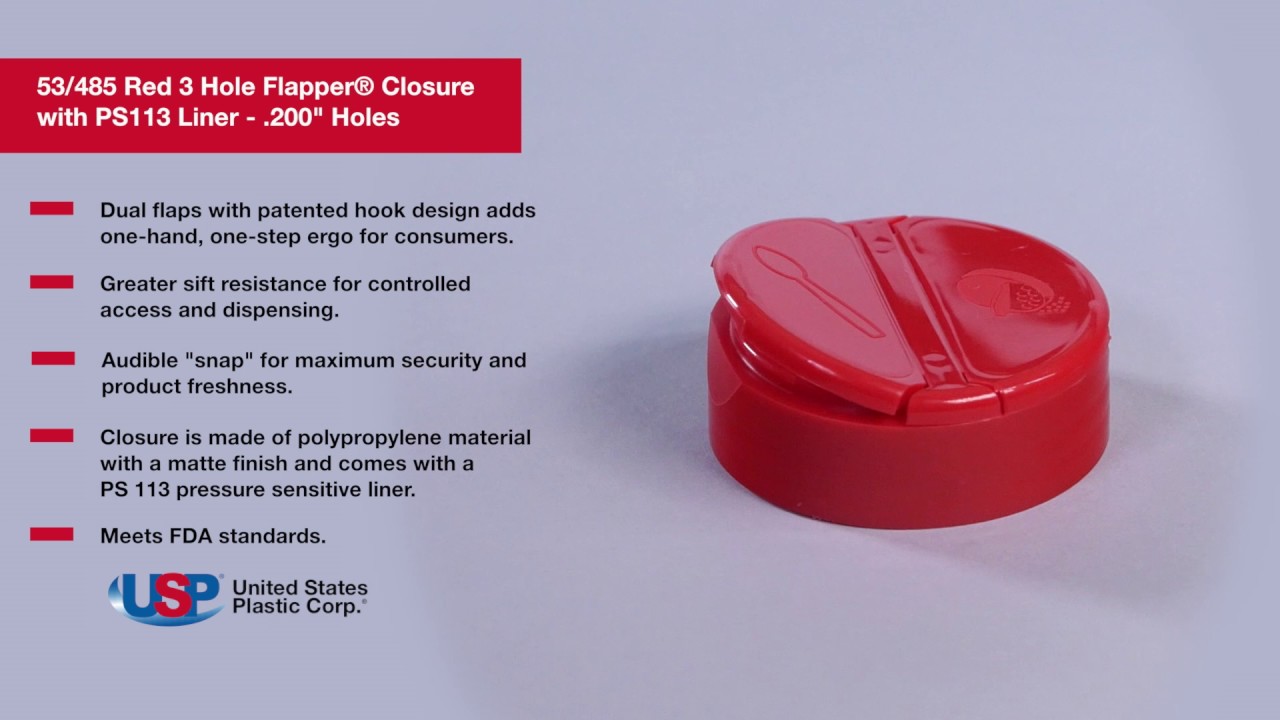 53/485 RED 3 HOLE FLAPPER® SPICE CAP WITH PS113 LINER - .200" HOLES | U ...