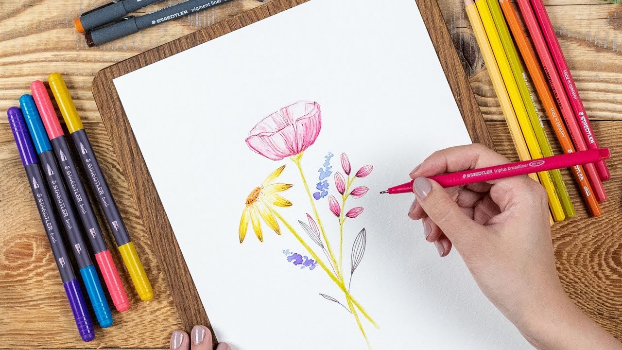 How to draw flowers DIY Tutorial | STAEDTLER - YouTube