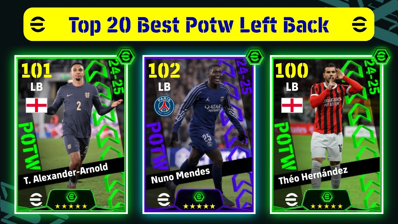 Top 20 Best Potw Left Back In eFootball 2025 || Best LB In eFootball ...
