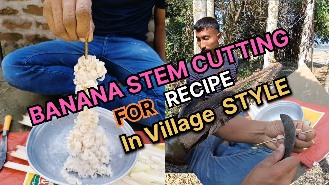 BIG BANANA STEM CUTTING for Cooking IN Village | Natural Remedies for ...
