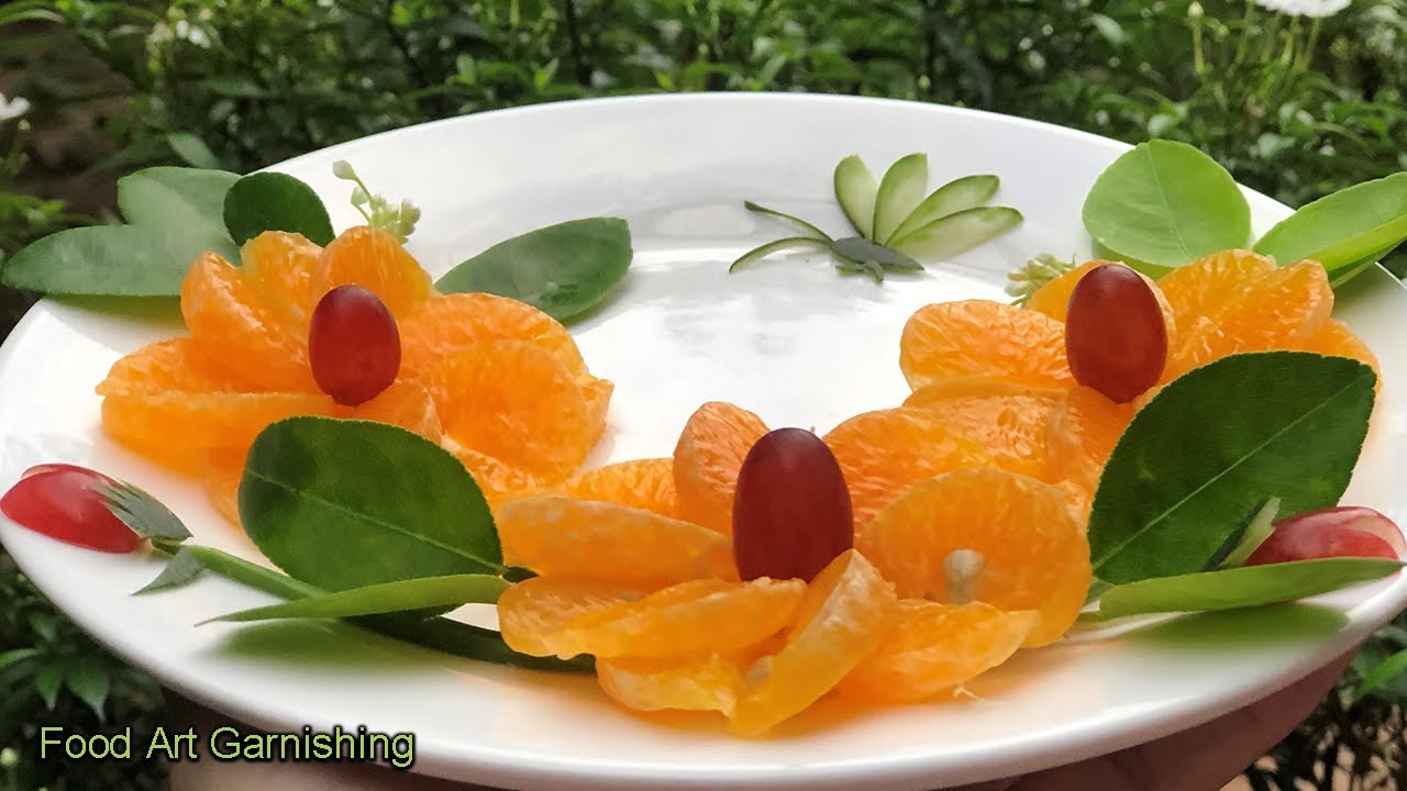 Fruit Plate Decoration Ideas | Citrus Flower Carving Garnish - YouTube