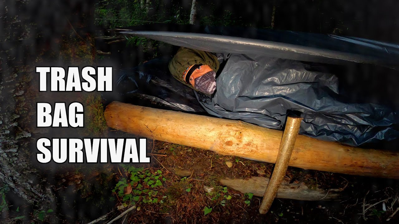 Trash Bag Survival Challenge – No Tent, No Sleeping Bag, Cold Rainy ...
