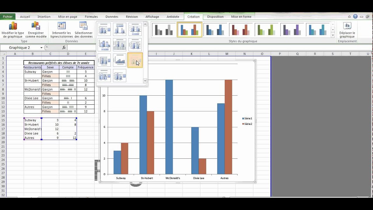 Diagramme à bandes doubles tutoriel excel avec quadrillé - YouTube