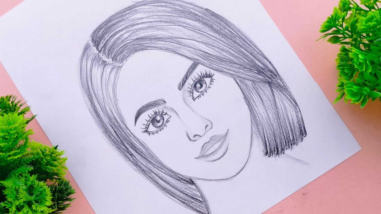 how to draw a girl with short hair - step by step // girl drawing easy ...