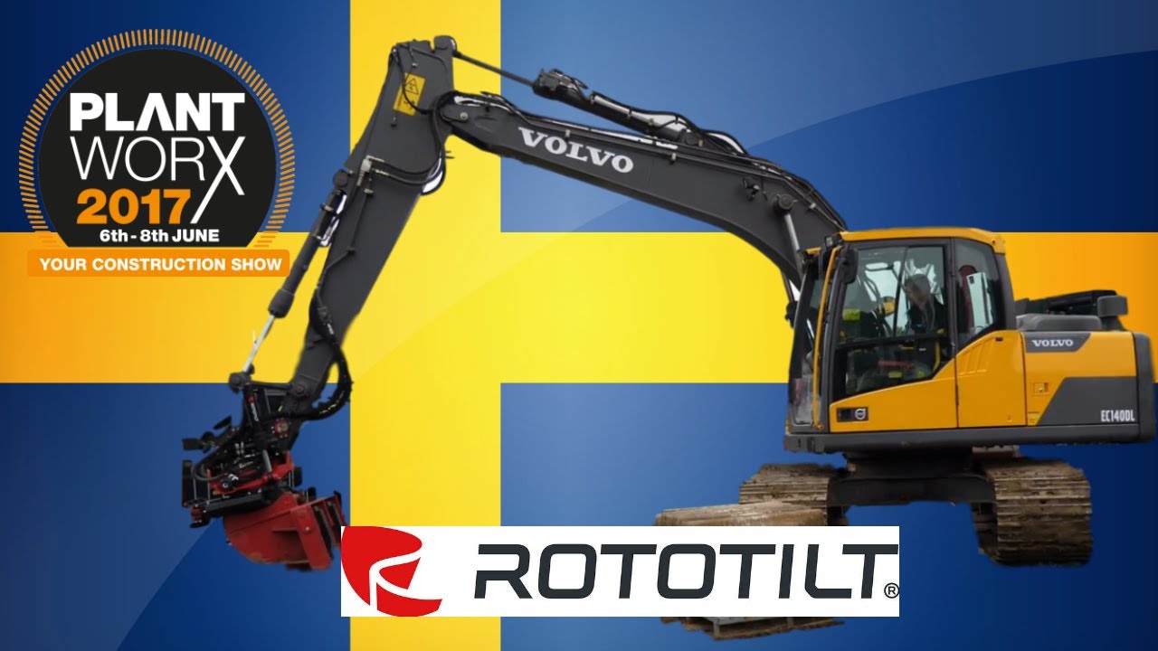 Volvo EC140 with Rototilt at Plantworx 2017 - YouTube