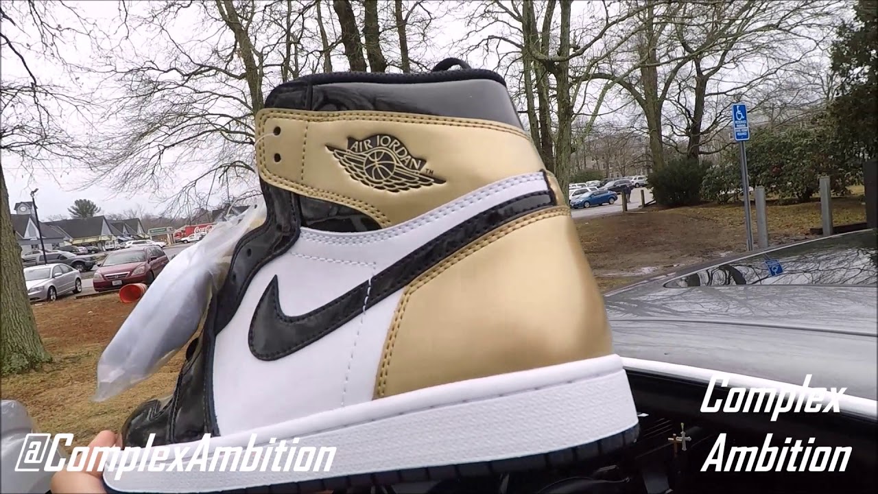 NIKE AIR JORDAN RETRO 1 GOLD TOE UNBOXING REVIEW - YouTube