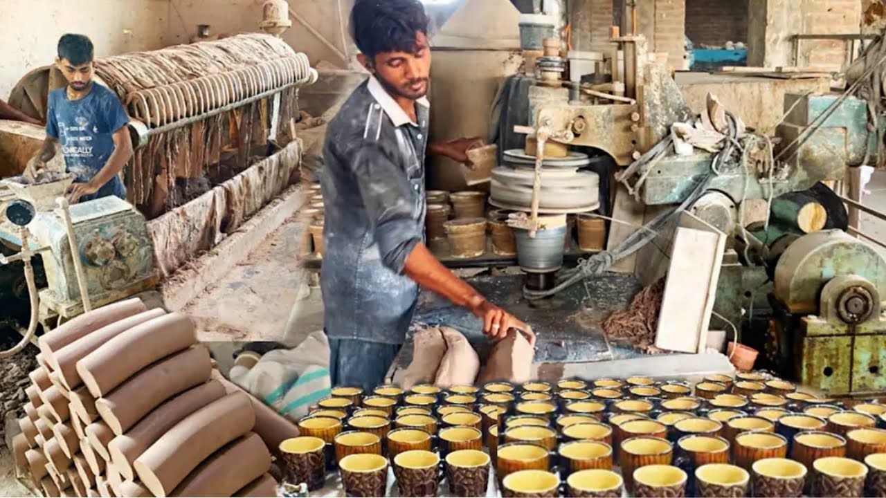 Wonderful Art Of Making Clay Mugs At Ceramics Factory | Factory Mass ...