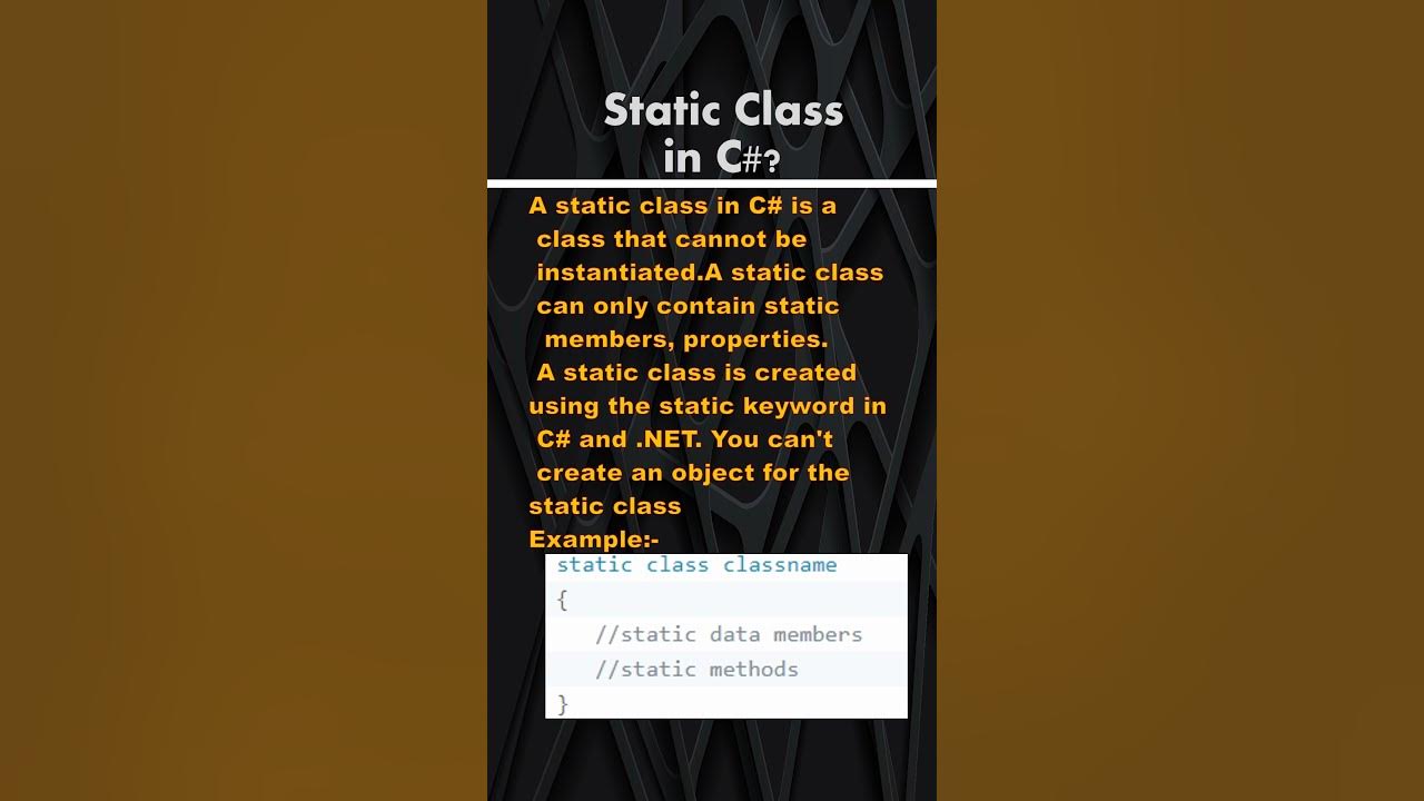Static Class in C# | #dotnet ,#csharp ,#coding ,#interview - YouTube