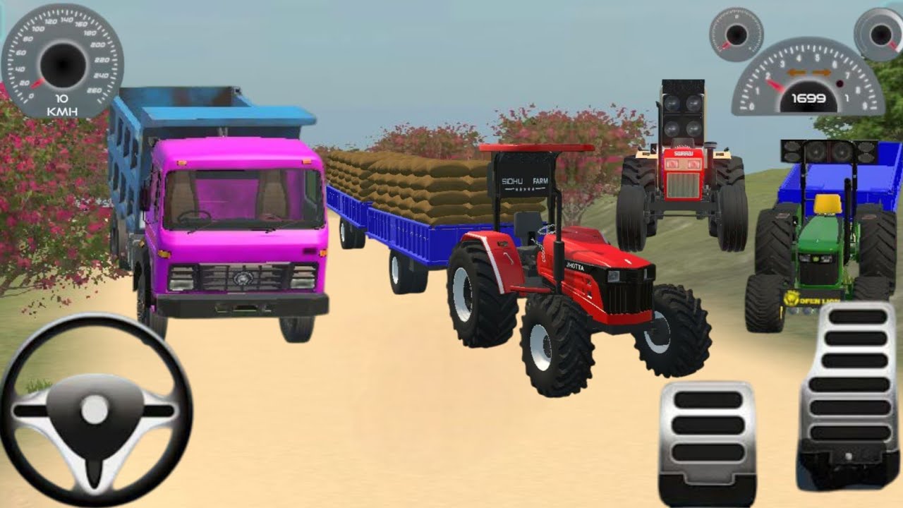 Drive JCB, Truck And 2 Tractor With Trolley 🔥😡😡😱 - YouTube