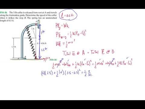Problem F14-16 Dynamics Hibbeler 13th (Chapter 14) Engineering Dynamics - Conservation of Energy ...
