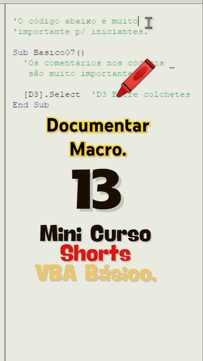 Boas práticas de comentários em VBA / Mini Curso Excel VBA () vídeo 13 - YouTube