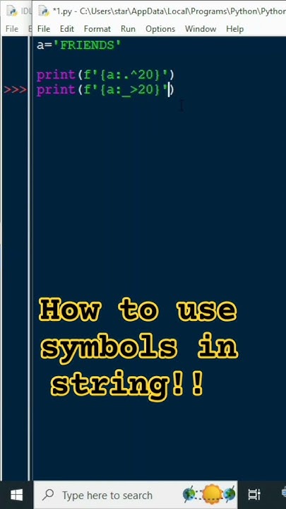 Use Symbols in String #pythontutorial #coding #codinghacks - YouTube