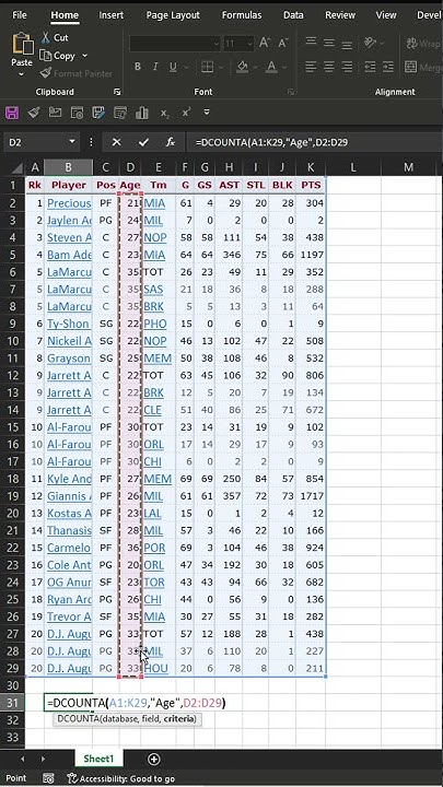 DCOUNTA Function #shorts Microsoft Excel Tutorial - YouTube