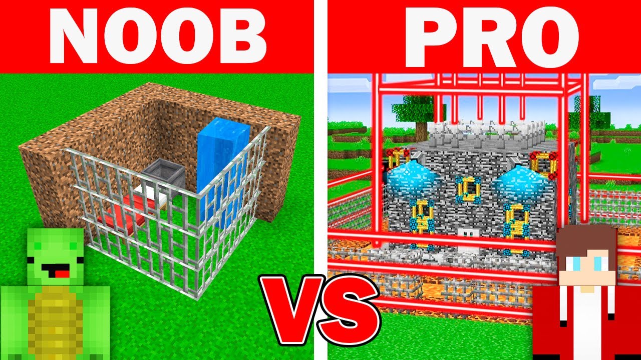 Mikey & JJ - NOOB vs PRO : SECURITY PRISON BUILD CHALLENGE in Minecraft - Maizen - YouTube