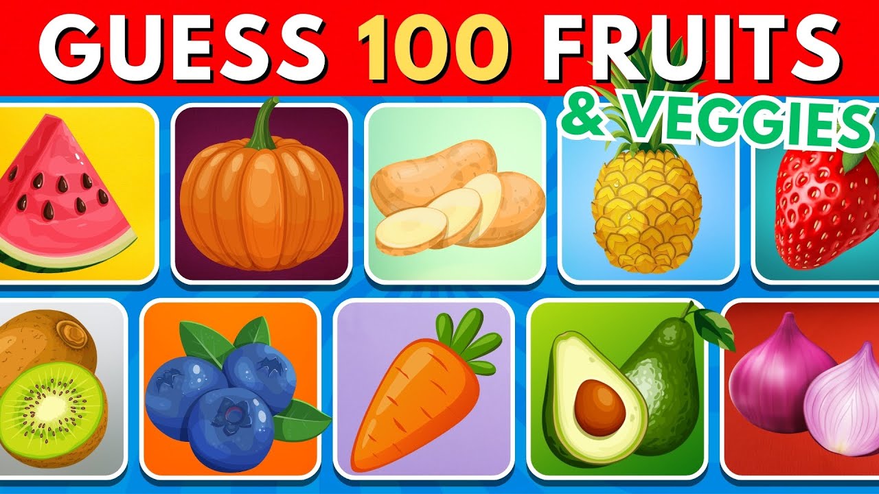 Guess the Fruits and Vegetables in 3 Seconds? 🍌🥦 | 100 Different Type ...