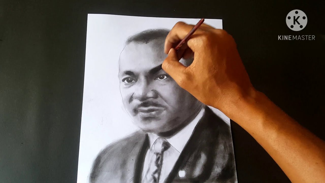 MARTIN LUTHER KING JR TRIBUTE DRAWING DEMO | time-lapse video |charcoal ...