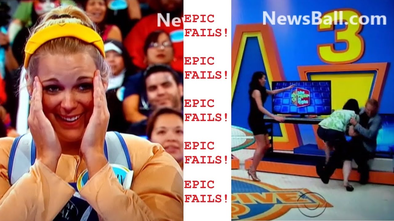 EPIC FAIL - Contestant goes insane celebrating $1,000 & goes crashing ...