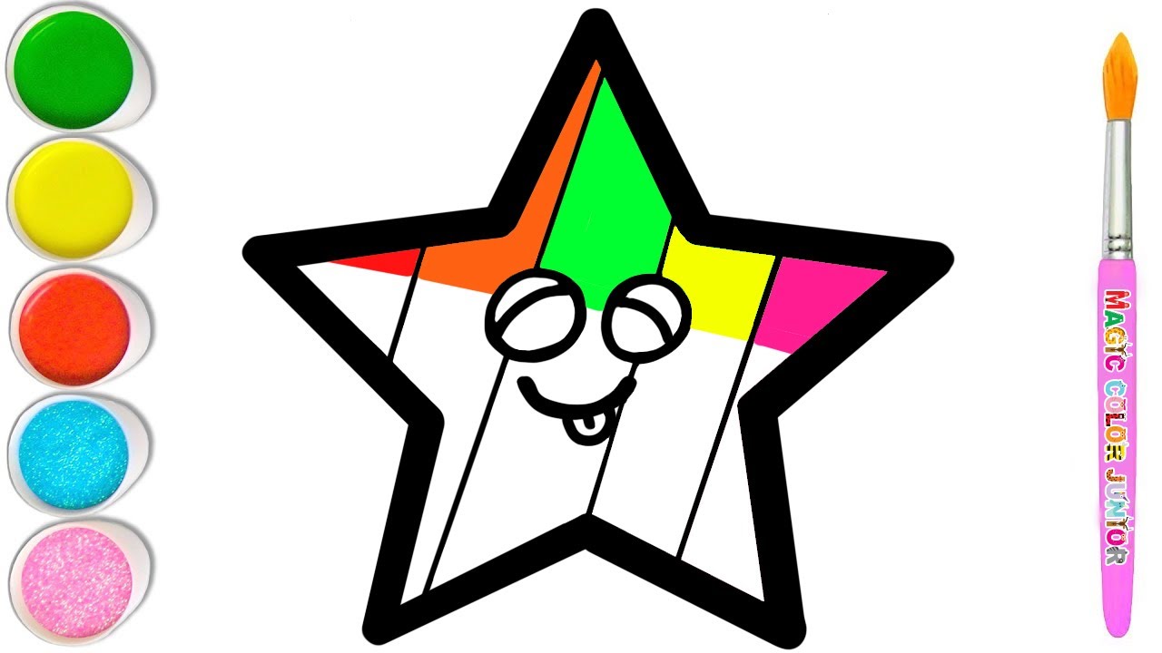 Rainbow Little Star | Draw And Color A Star Shape - YouTube