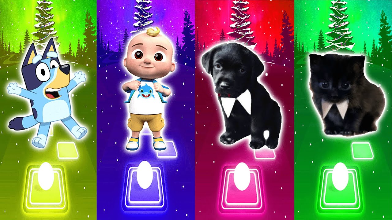 Bluey vs Cocomelon vs Cute Dog With Lady Gaga Bloody Mary Tiles Hop ...