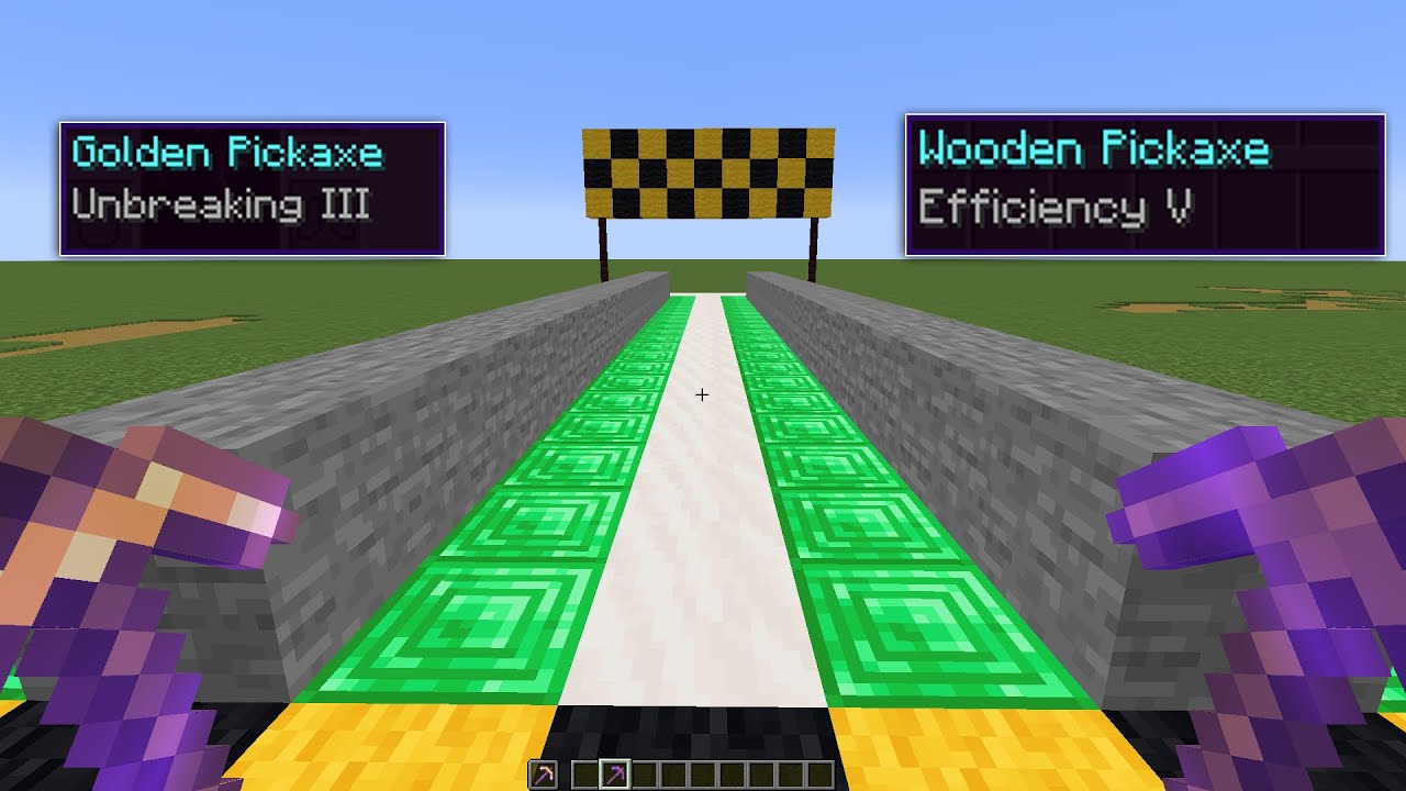 Which one is Faster?? | Golden Pickaxe (Unbreaking 3) Vs Wood pickaxe ...