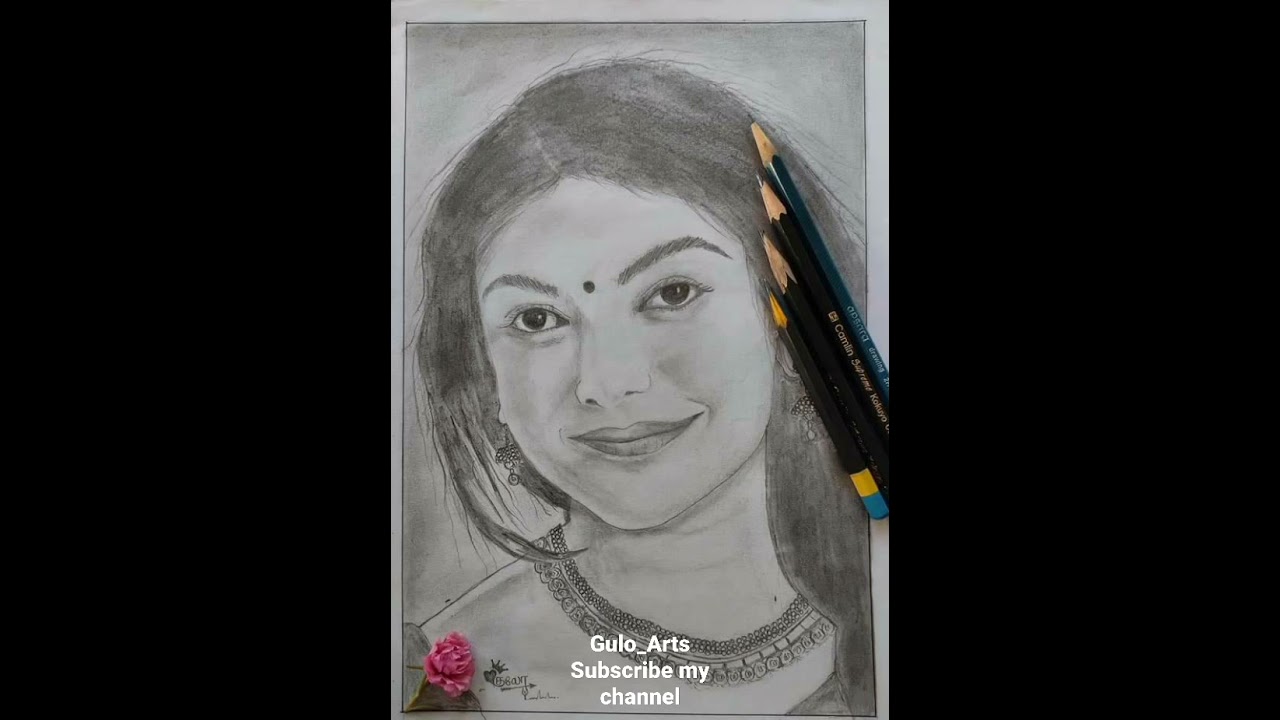 Kajal agarwal Potrait Pencil Drawing. - YouTube
