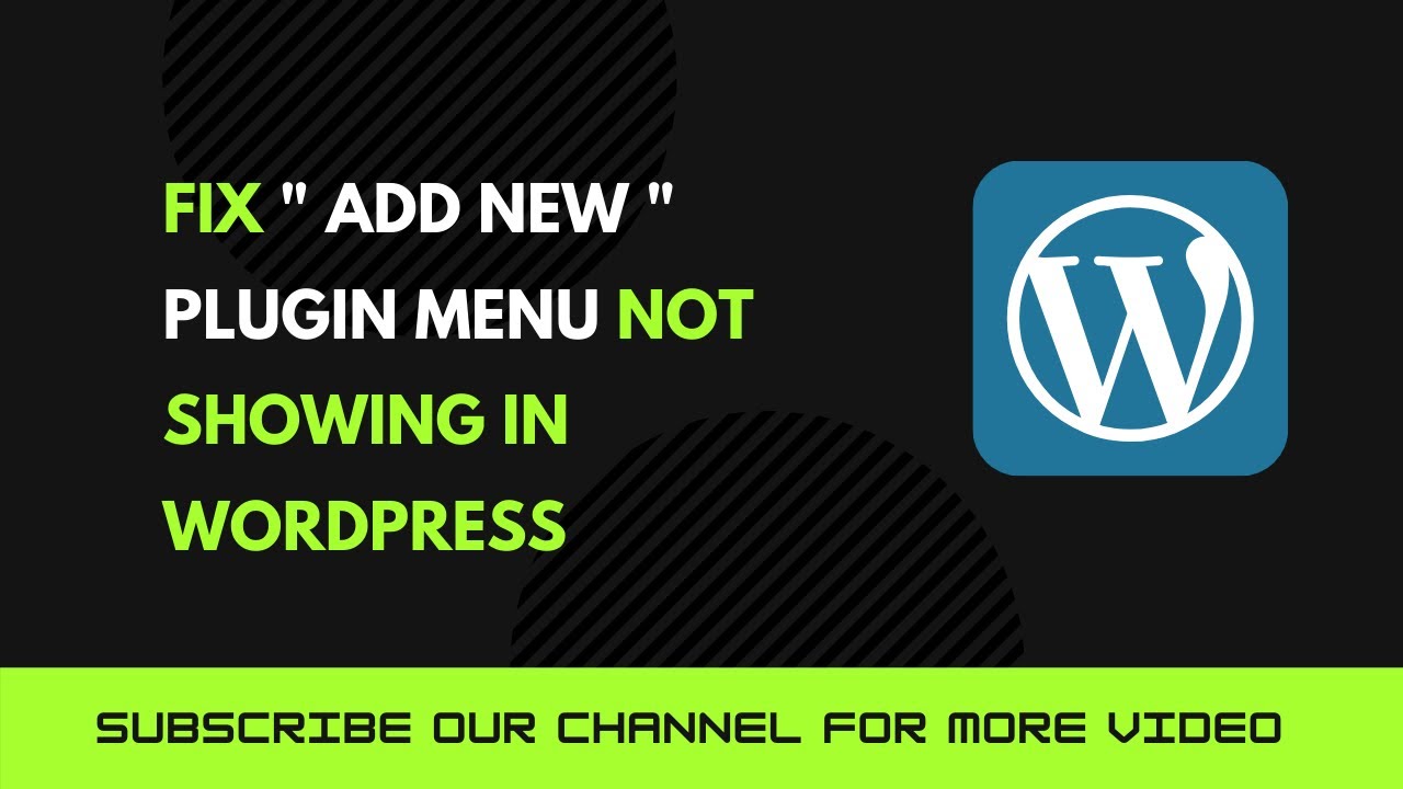 How To Fix Add New Plugin Menu Not Showing In WordPress YouTube how-to-fix-add-new-plugin-menu-not-showing-in-wordpress-youtube