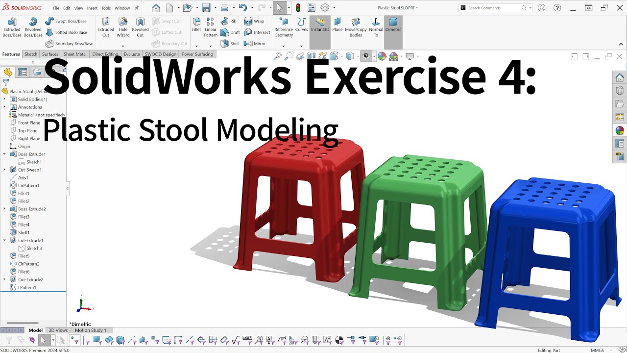 SolidWorks Exercise 4:How to Model a Plastic Stool in SolidWorks ...