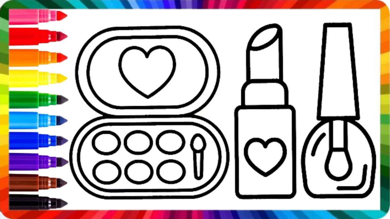 How to Draw Makeup💄💅Drawing And Coloring Makeup For Kids | drawing ...
