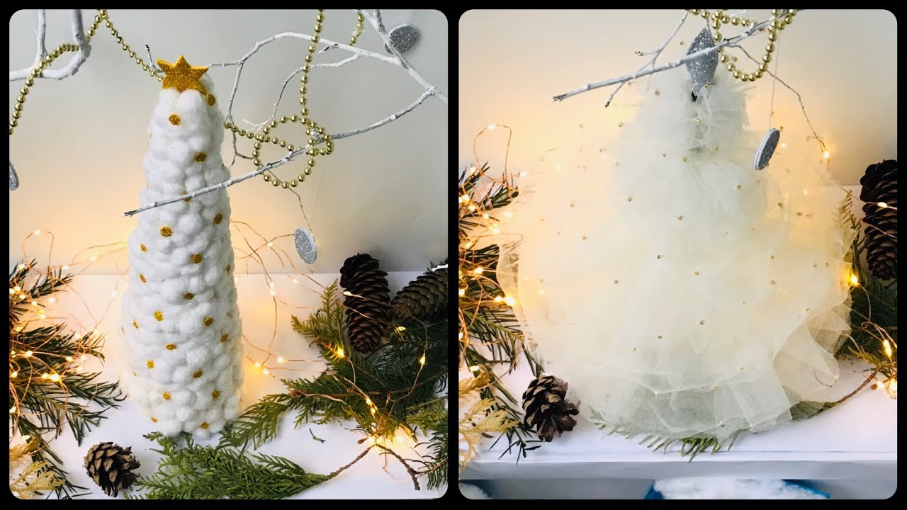 DIY Christmas Tree. How to make Christmas Tree from Tulle and Cotton ...
