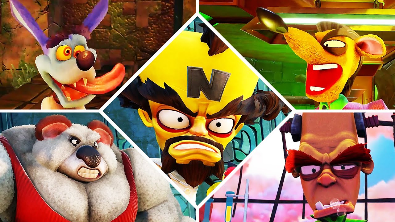 Crash Bandicoot 4K - All Bosses (No Damage) - YouTube