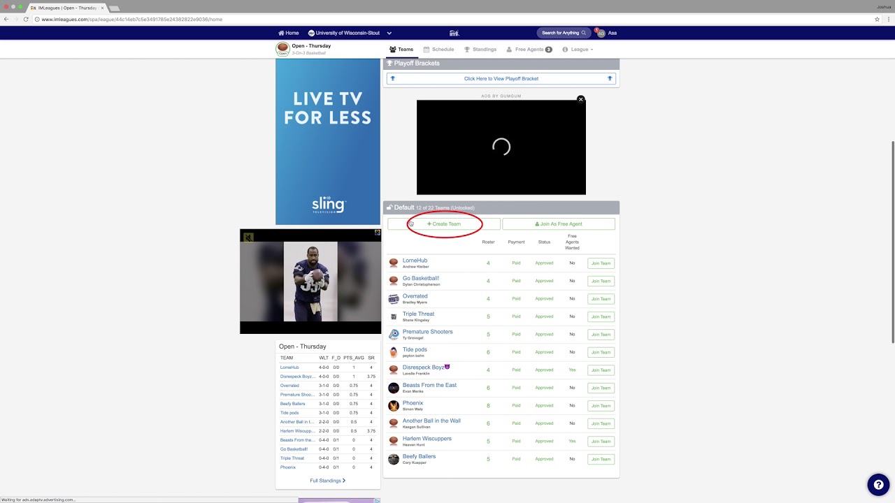 How to Sign Up as a Free Agent/Create a Team for IMLeagues - YouTube