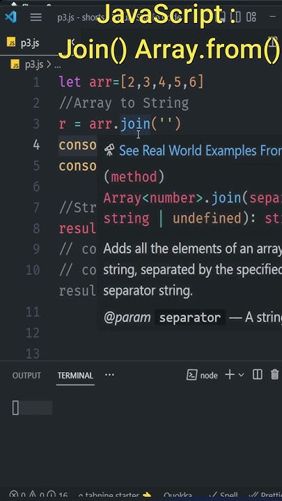 Javascript Convert Array To String Using Join And Arrayfrom Shorts Youtubeshorts