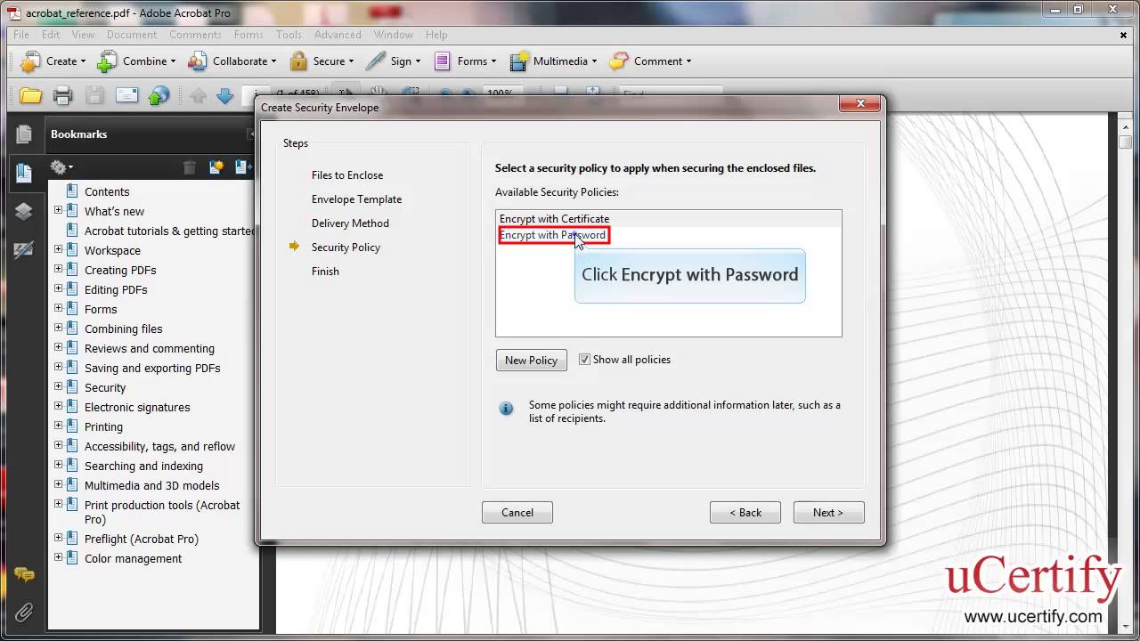 adobe acrobat 9 how to secure document by creating a security envelope ...